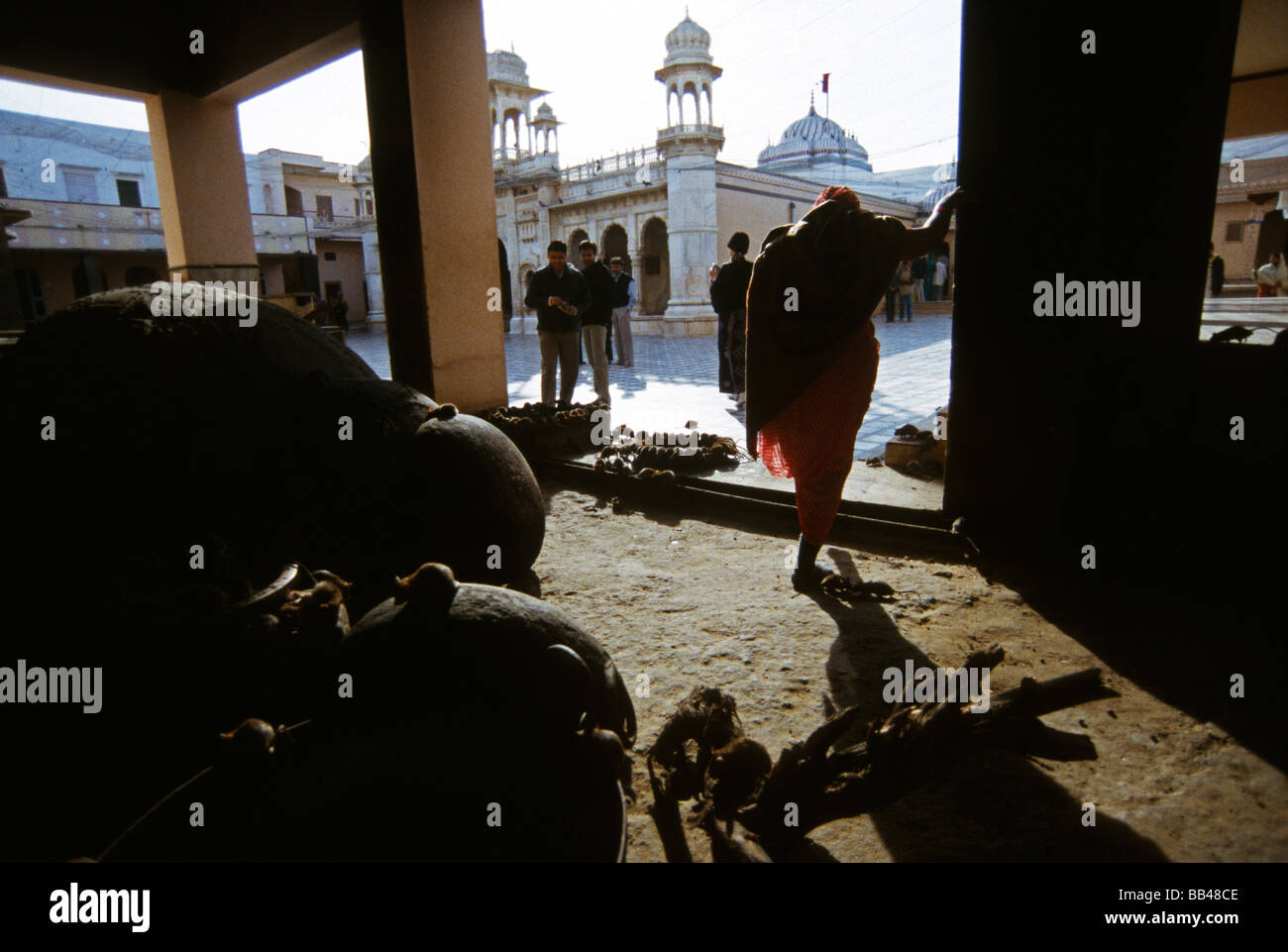 Pilgrims in Karni Mata temple at Deshnoke, Rajasthan, India Stock Photo ...