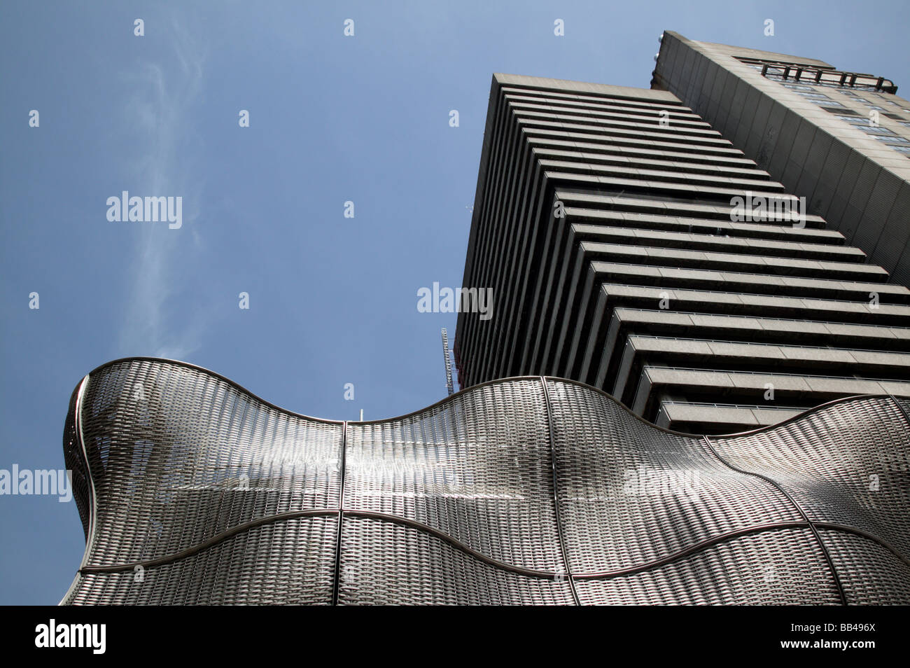 Guy's Tower, showing the curved-shaped, stainless steel cladding at its ...