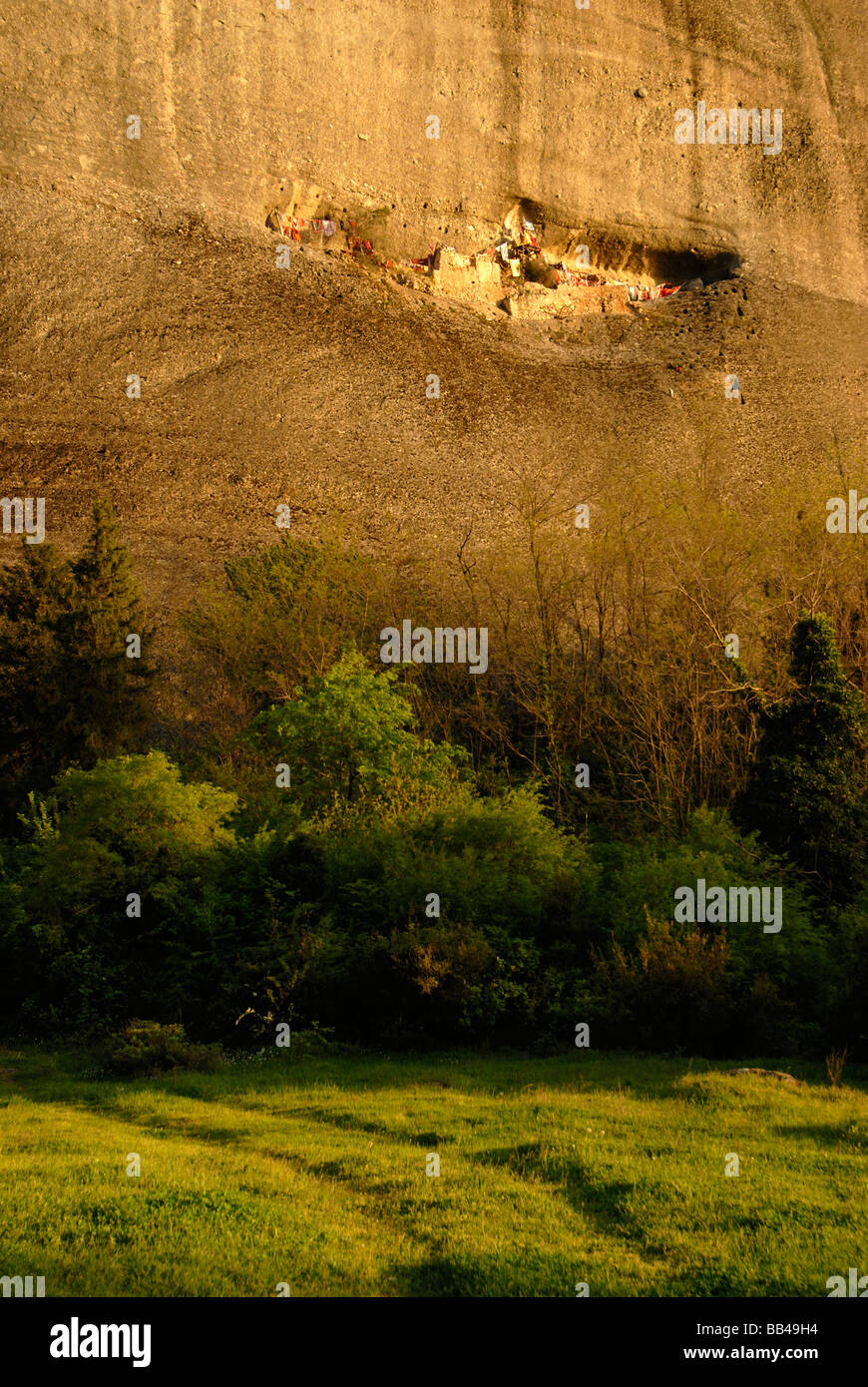 A monastery ruin in a cliff-face, in Metoera Greece Stock Photo - Alamy