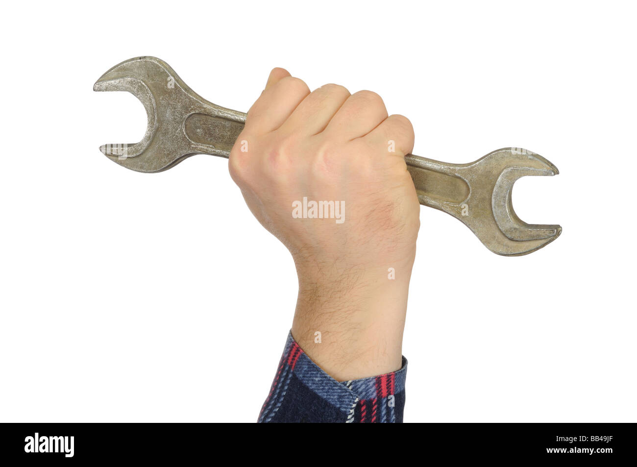 Hand with Spanner Stock Photo - Alamy