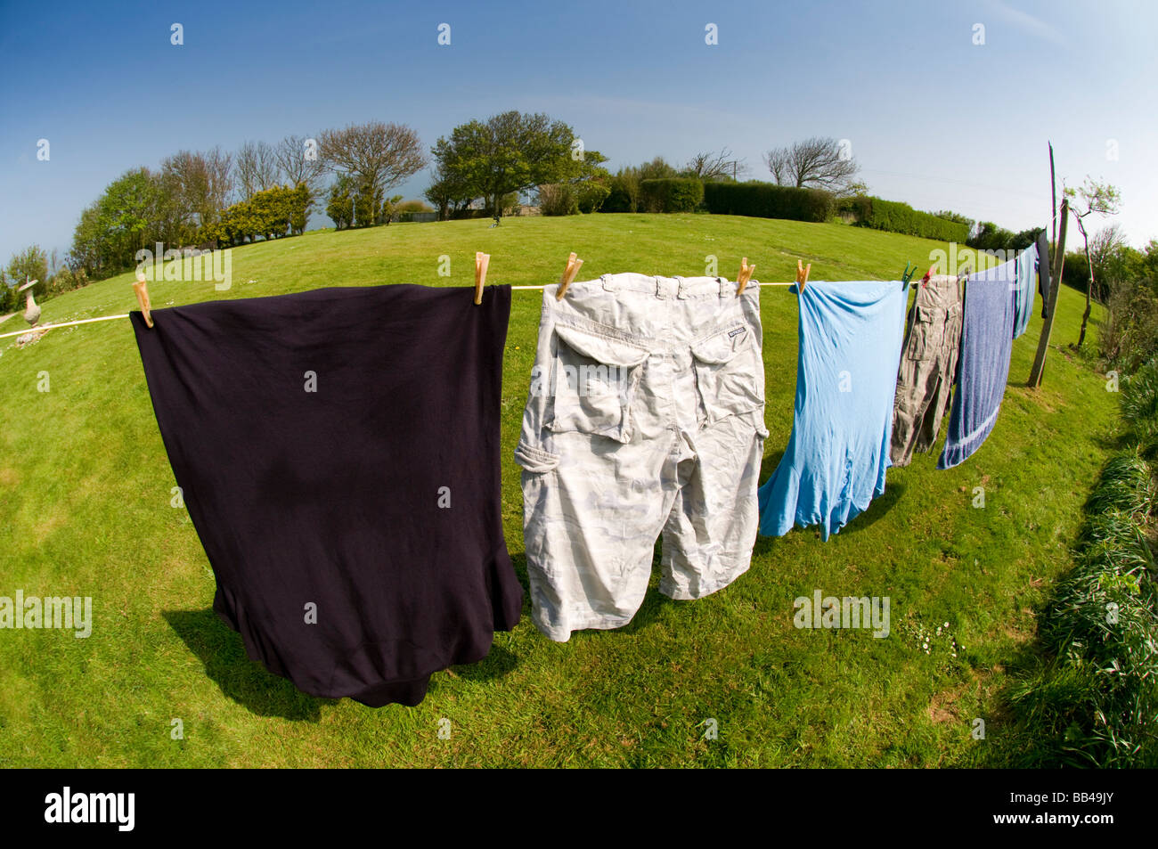 Washing Drying On Line Stock Photo - Alamy