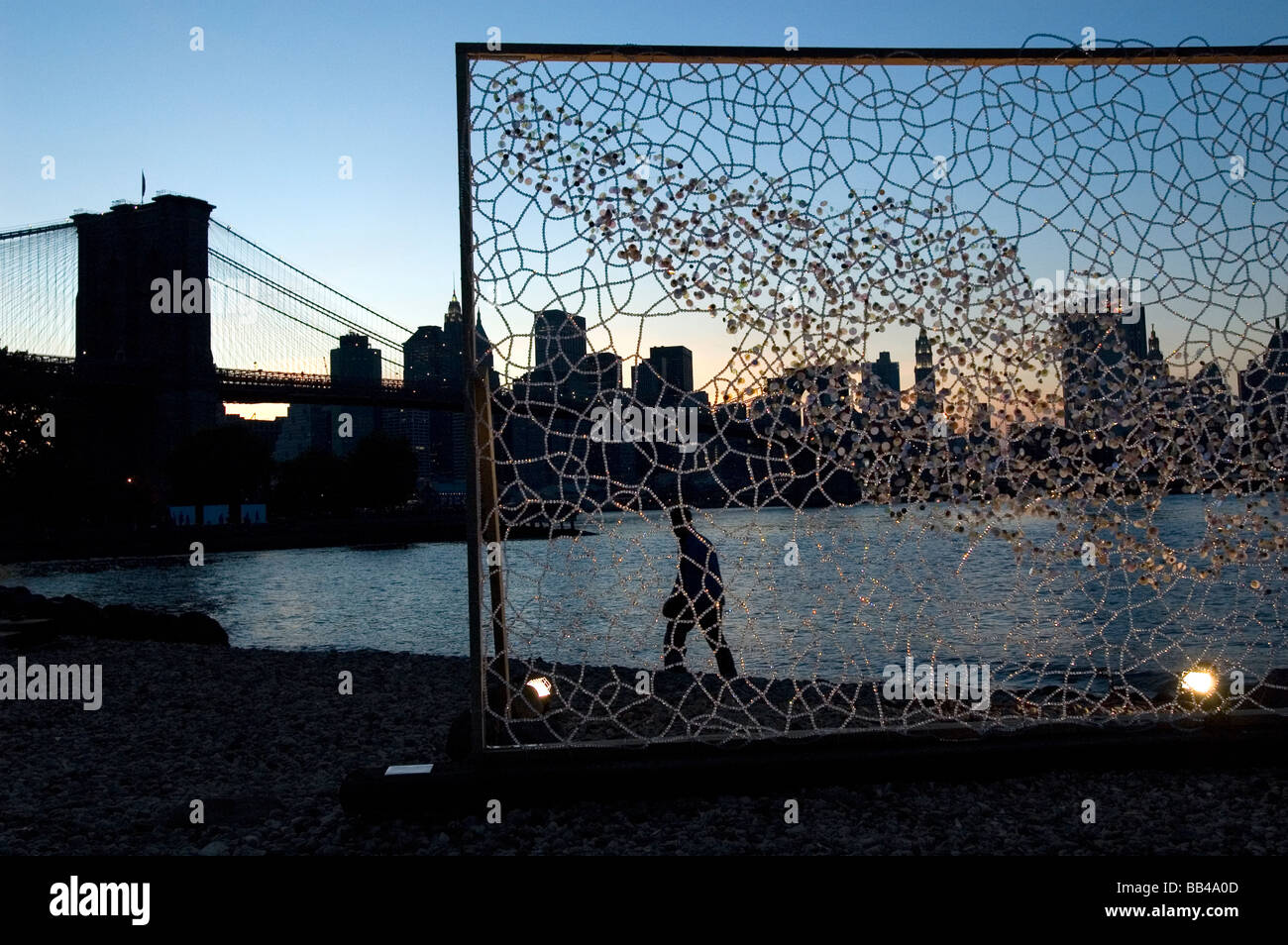 Art installation under the Brooklyn Bridge Stock Photo - Alamy