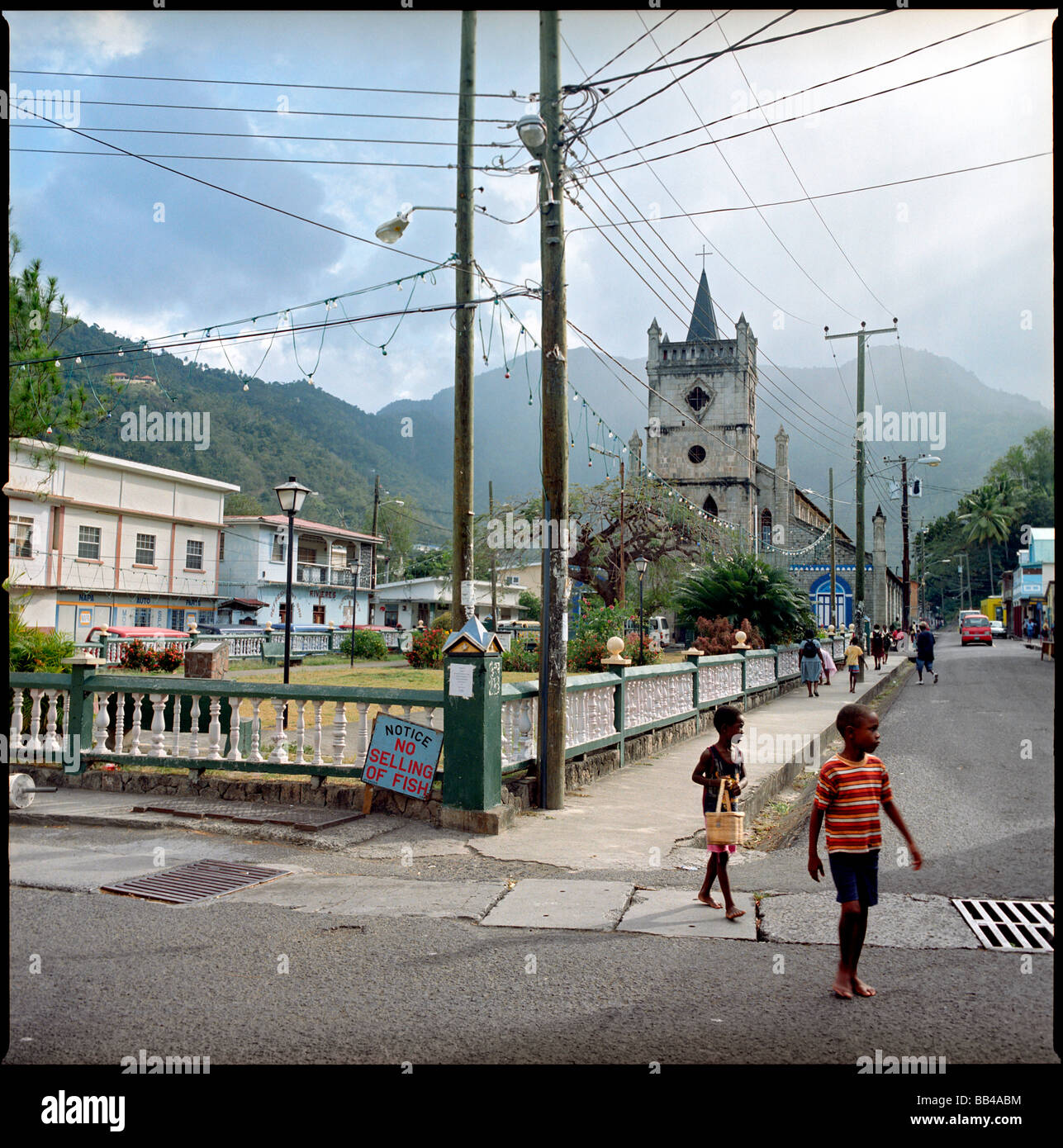 Scenic view of Soufriere town square on St. Lucia Stock Photo - Alamy