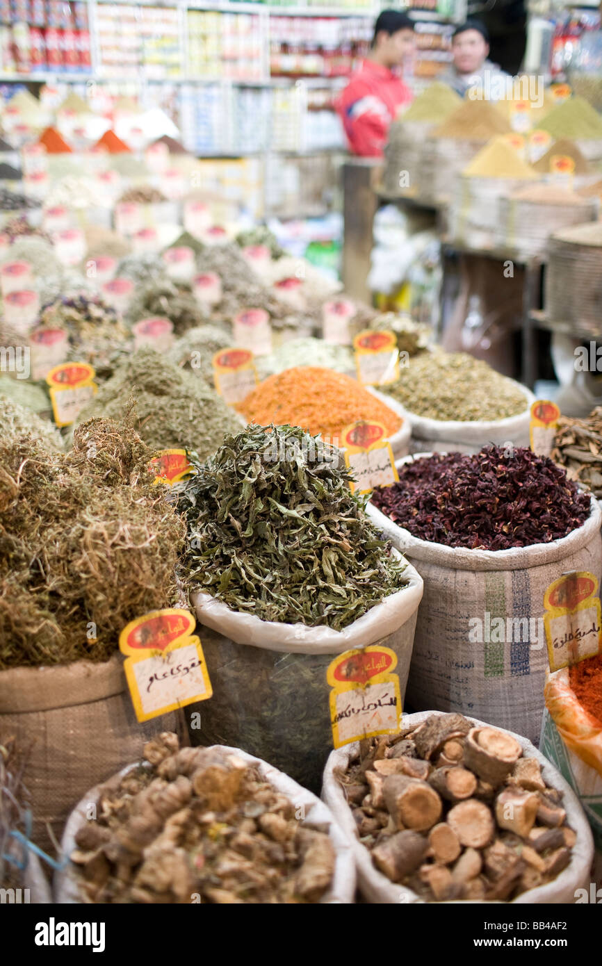 Spices shop in Hama bazaar in Syria Stock Photo - Alamy