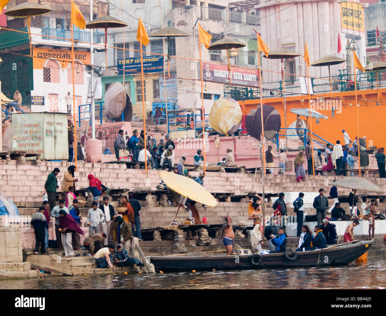 Pilgrims bathe and worship in the holy river Ganges Stock Photo - Alamy