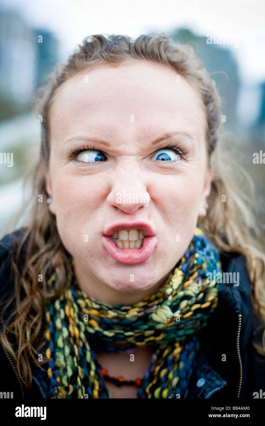 A woman makes a silly face in Seattle, Washington Stock Photo - Alamy