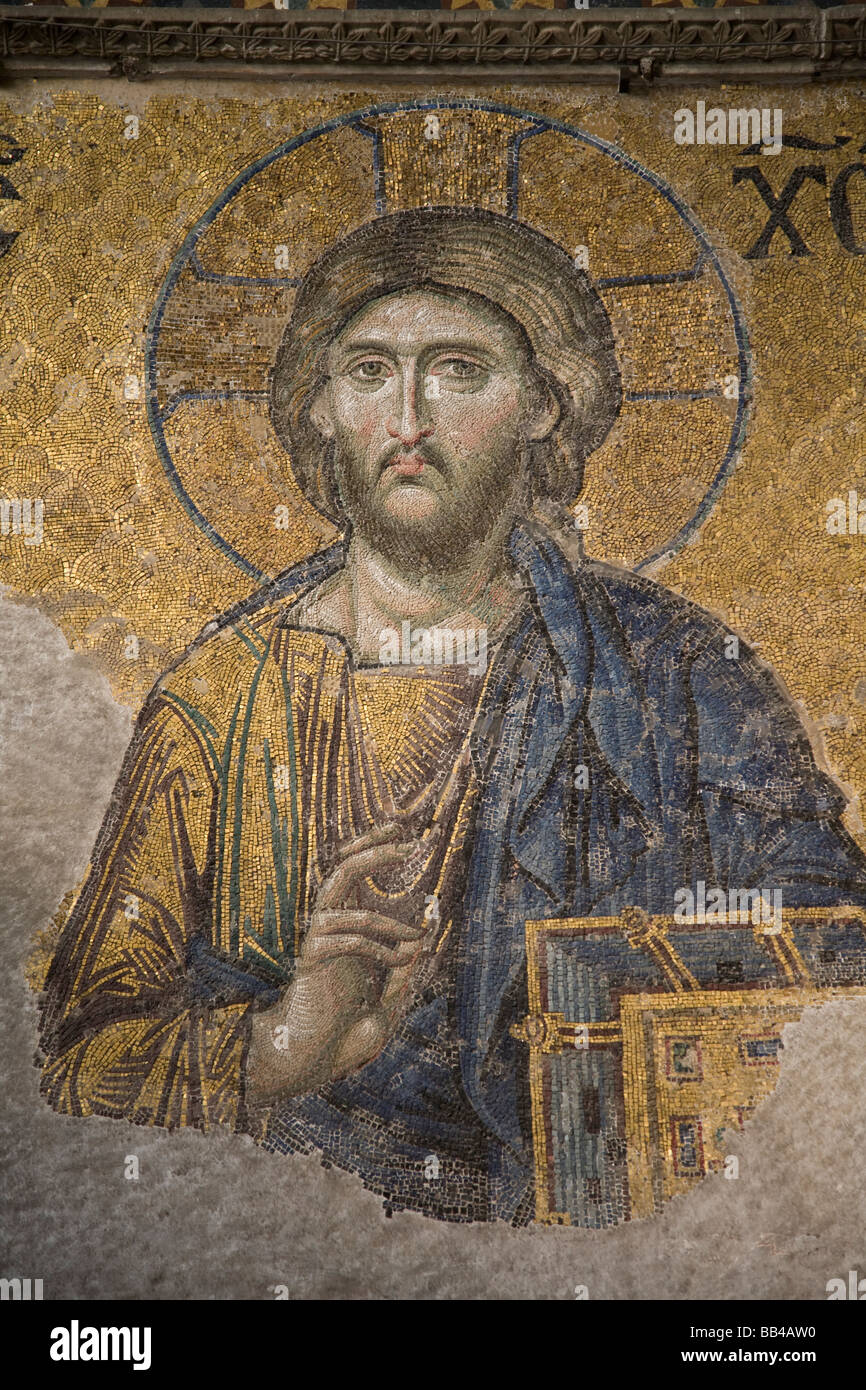 Mosaic of Jesus inside Aya Sofia in Istanbul, Turkey Stock Photo - Alamy