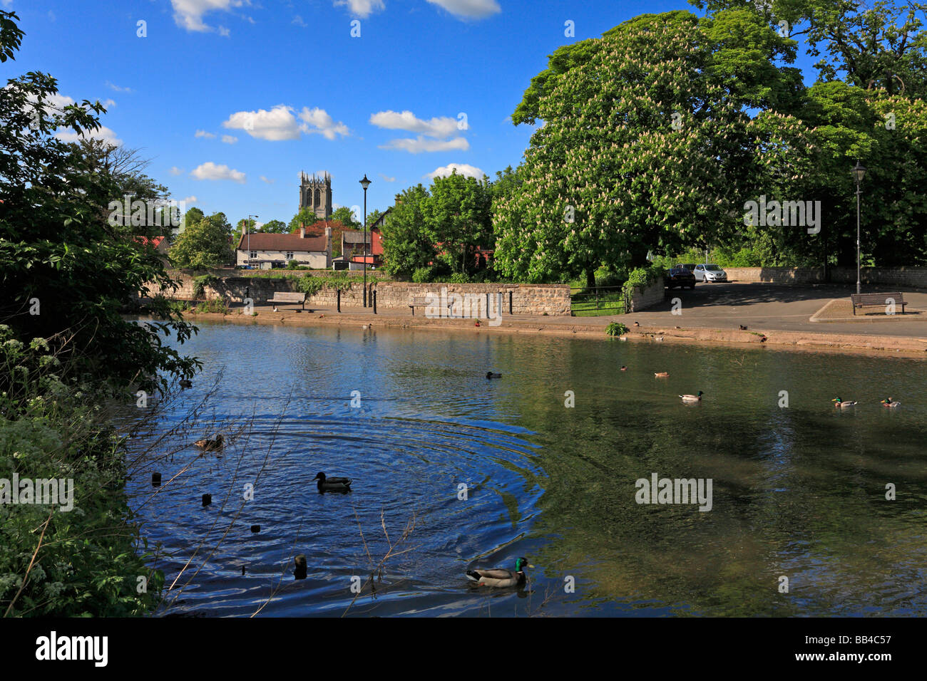 Mill Dam towards the Church at Tickhill, Doncaster, South Yorkshire ...