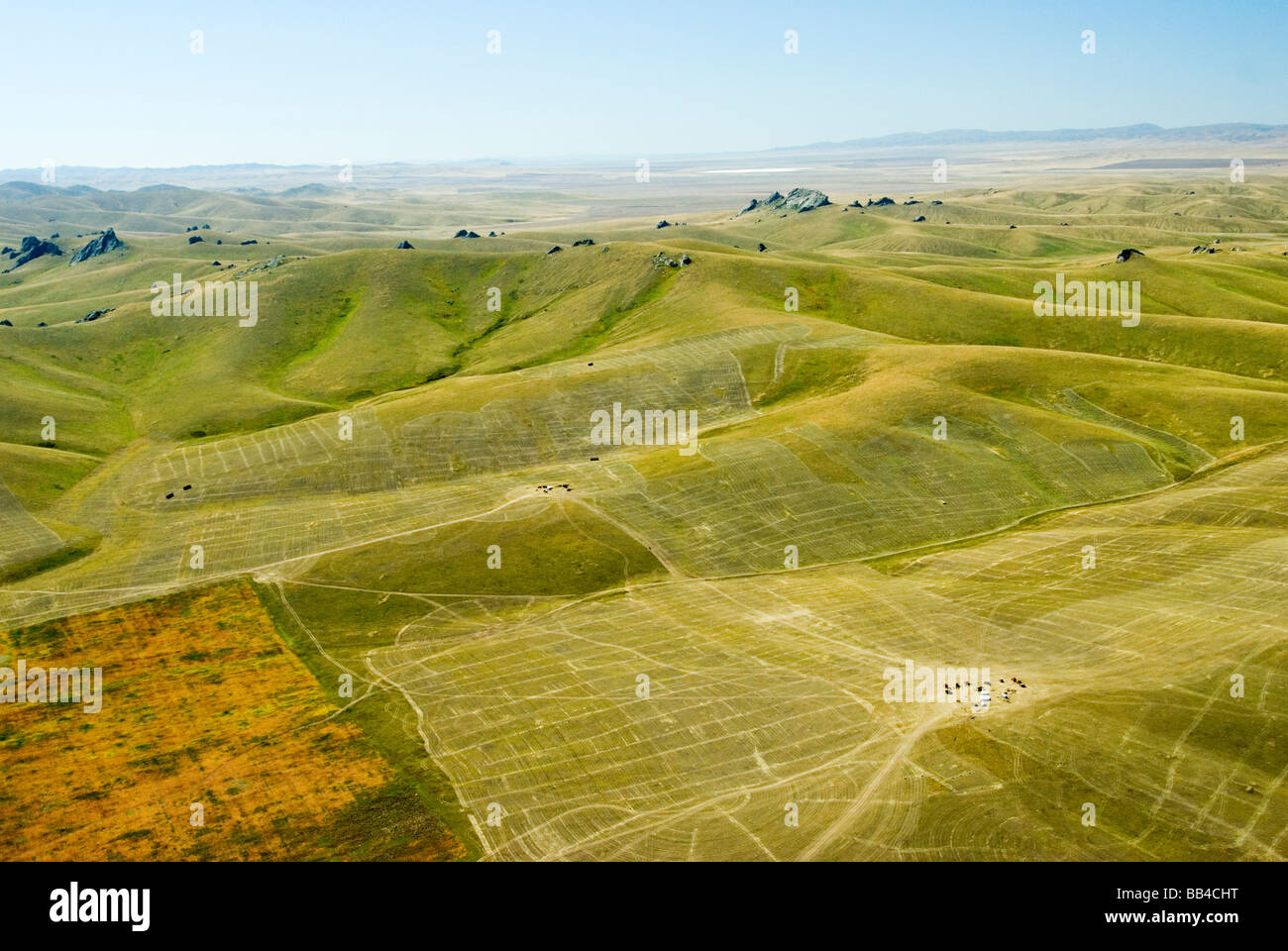 Aerial of steppe grasslands, Mongolia Stock Photo - Alamy