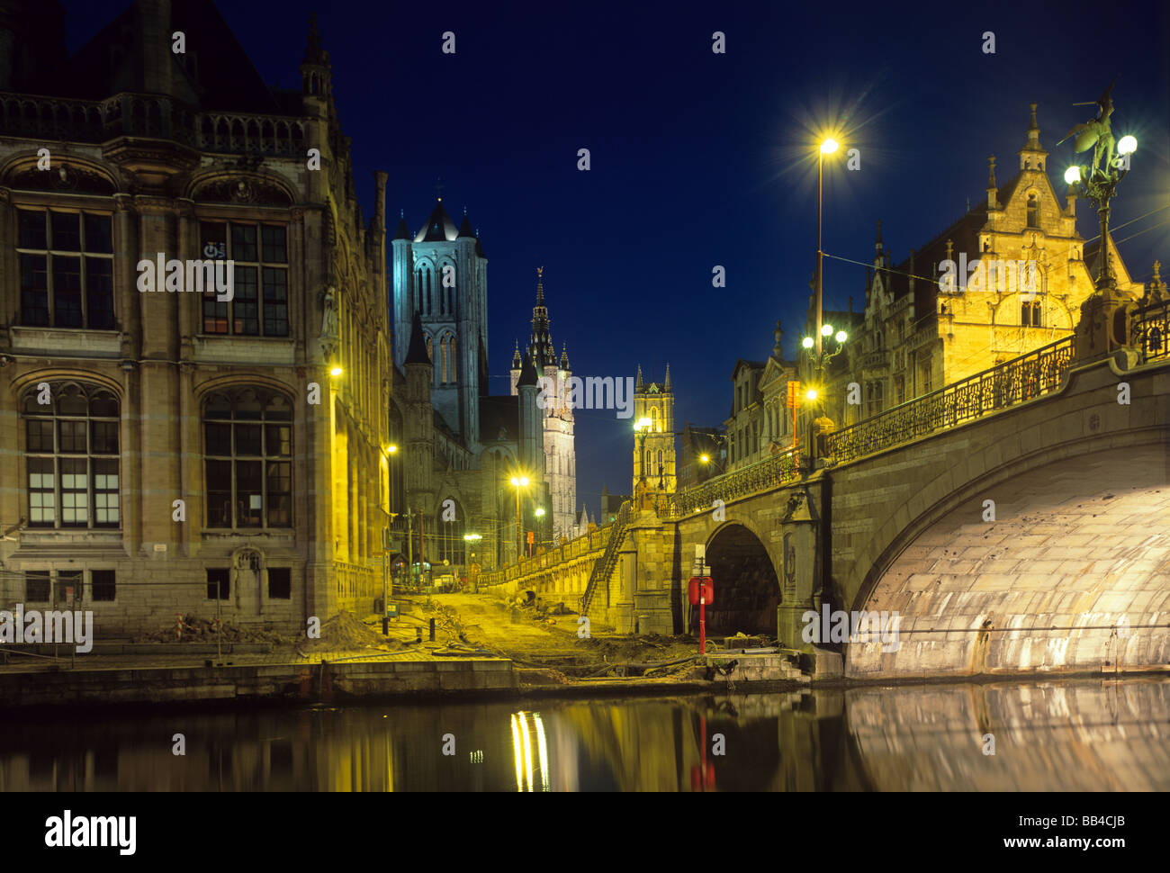 Ghent by night hi-res stock photography and images - Alamy