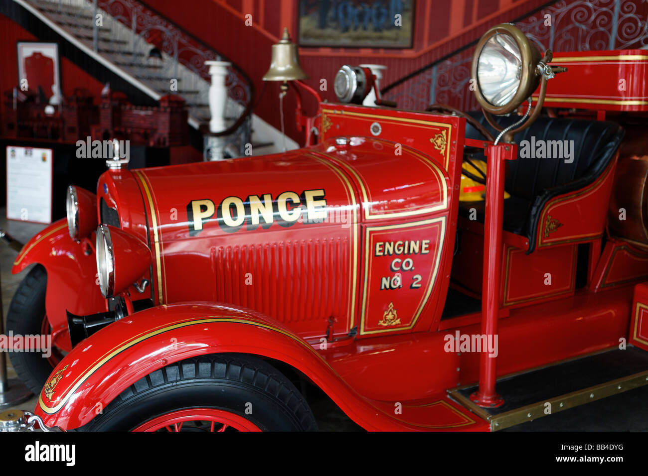 Close Up View of a Red Antique Fire Engine Ponce Historic Firehouse ...