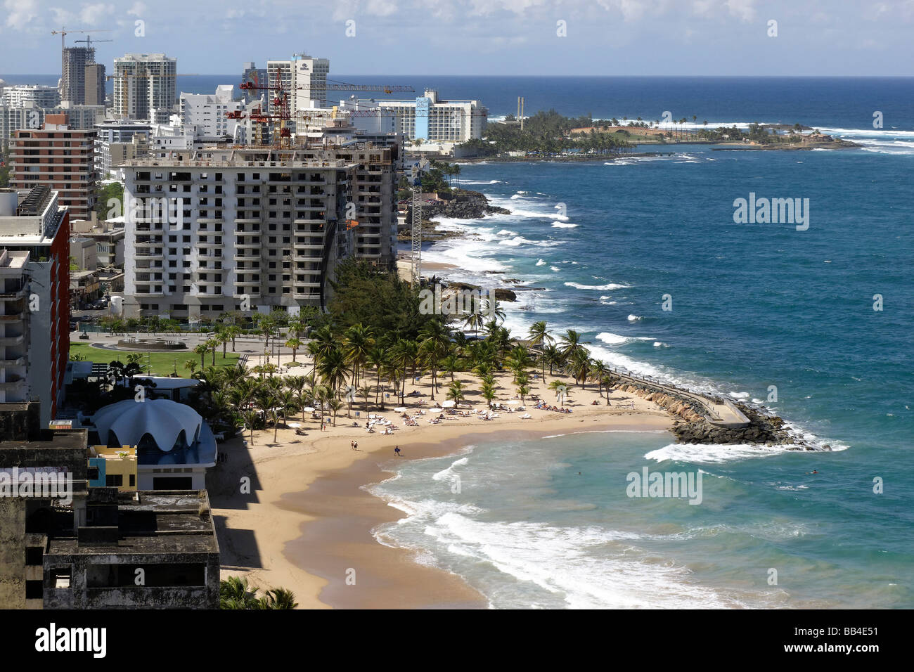 High Angle View of the Condado Area with High Rise Buildings and Beach ...