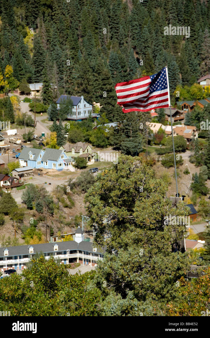 Colorado, US Hwy 550 (aka Million Dollar Highway), Ouray. Overview of ...