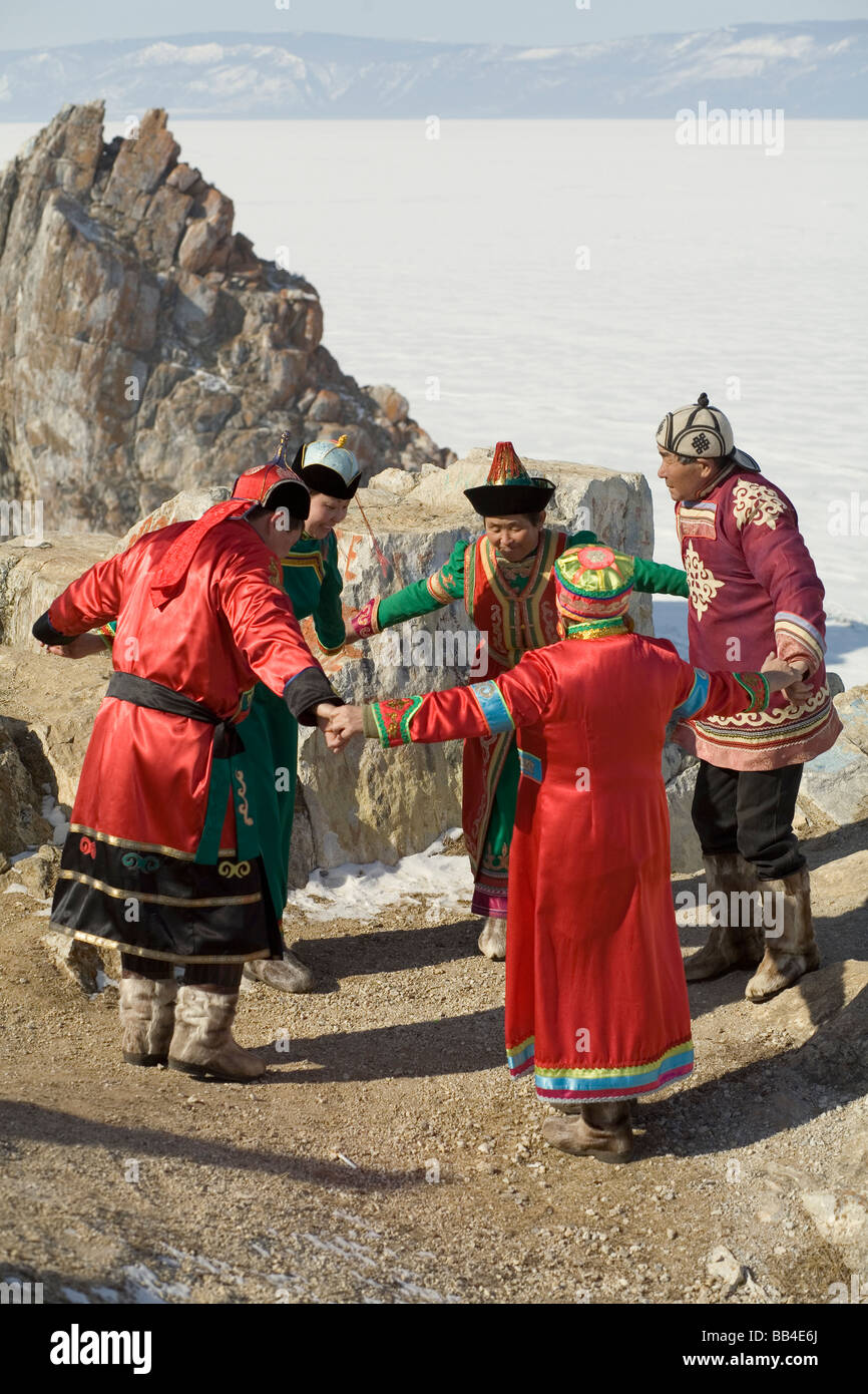 A local traditional Buryat wedding ceremony on Olkhon Island, Siberia ...