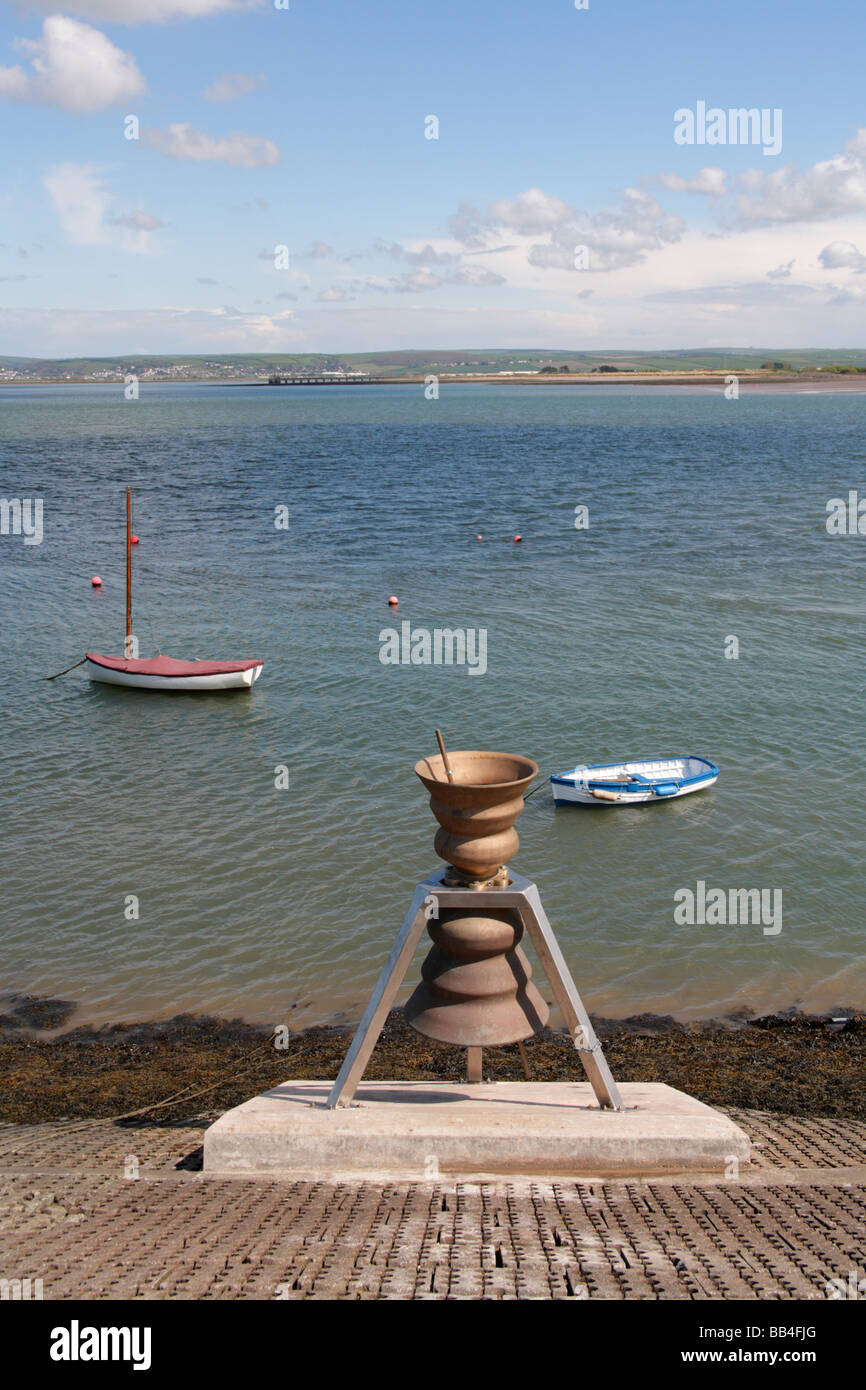 Tidal bell at Appledore, North Devon, on bank of estuary of River ...