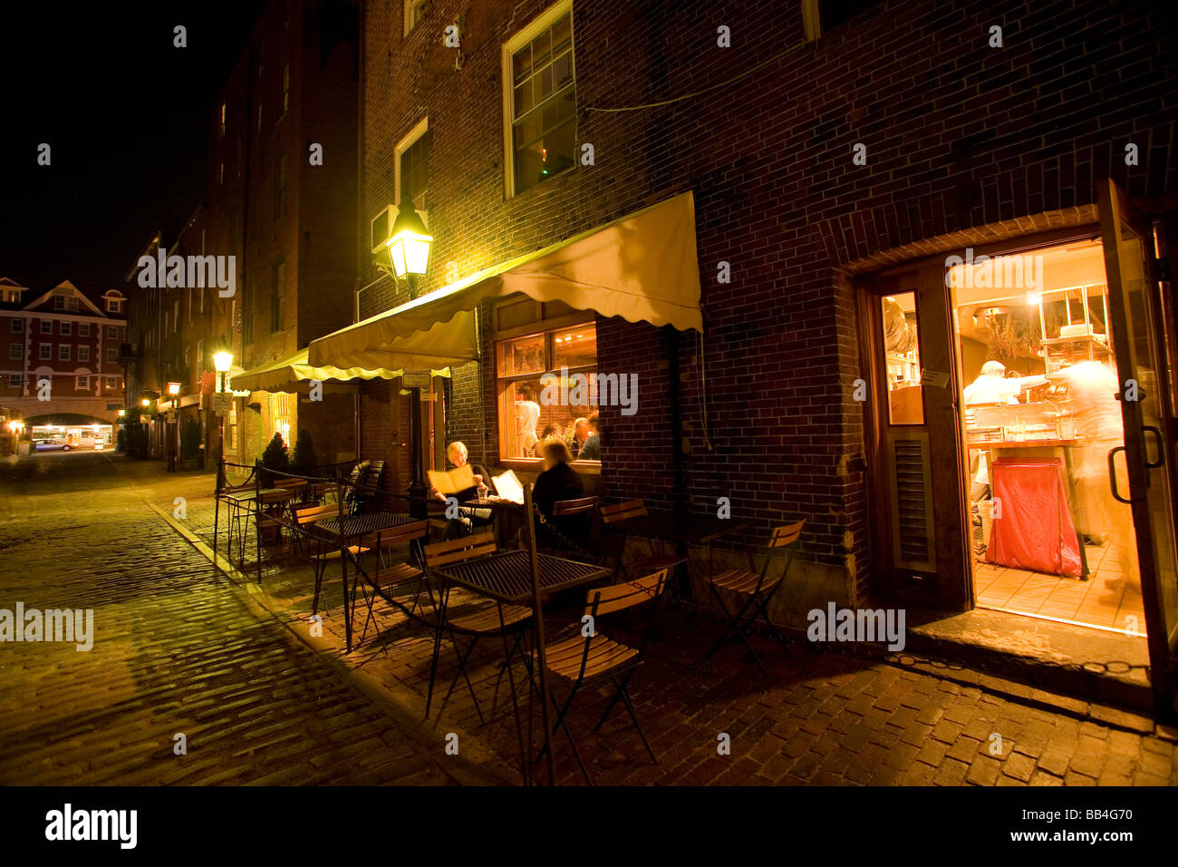 Night street scene in Portland, ME Stock Photo - Alamy