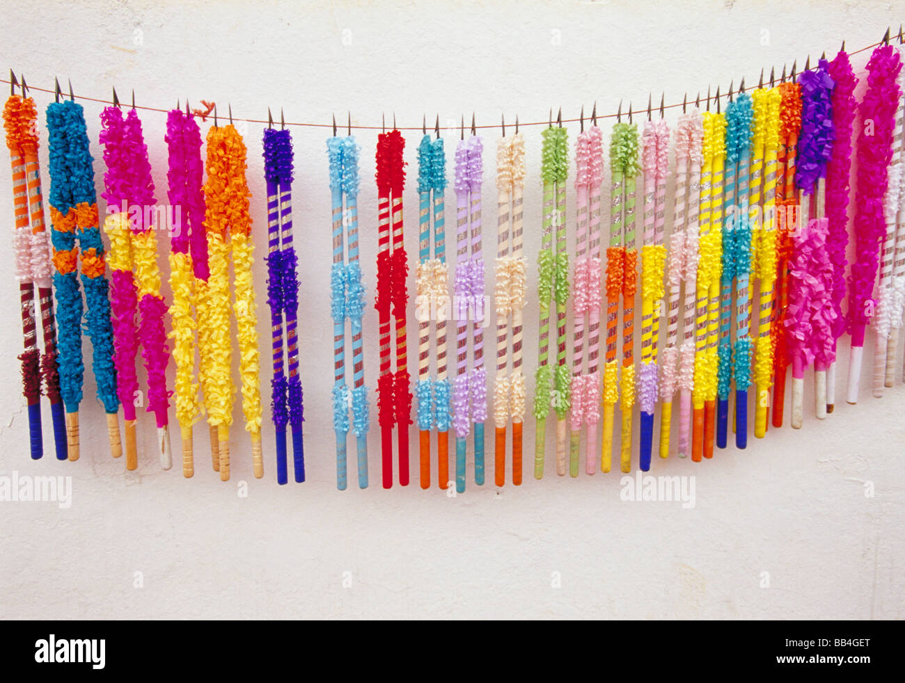 Banderillas hang on a wire Stock Photo - Alamy