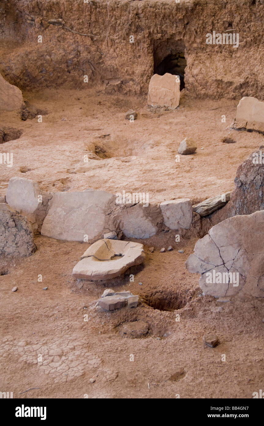 Colorado, Mesa Verde National Park. Indian pit house construction Stock ...