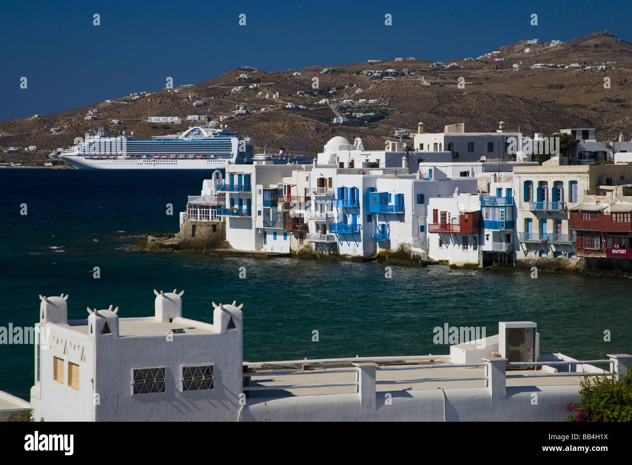 Greece & Greek Island of Mykonos & the harbor town of Hora Ferry coming ...