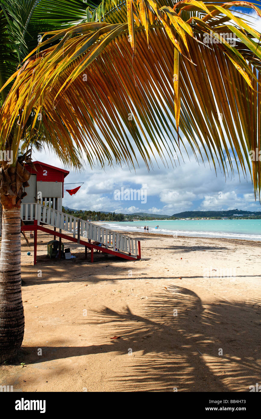 Vertical View of a Beach with a Lifeguard Station Luquillo Beach Puerto ...
