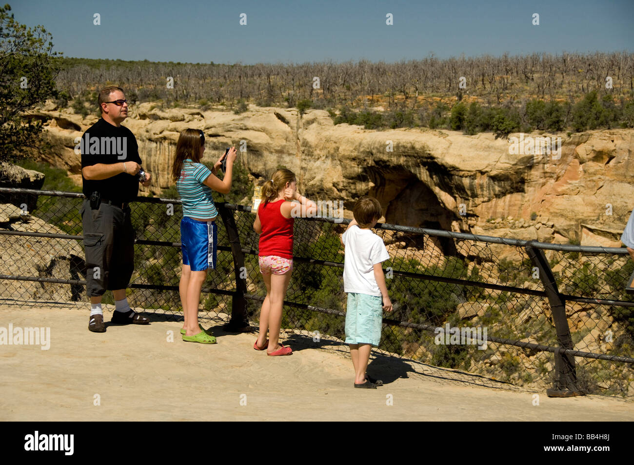Colorado, Mesa Verde National Park. Sun Point View pull out, Cliff ...