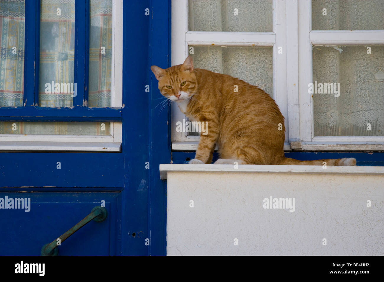 Greece and Greek Island of Mykonos and the harbor town of Hora with ...