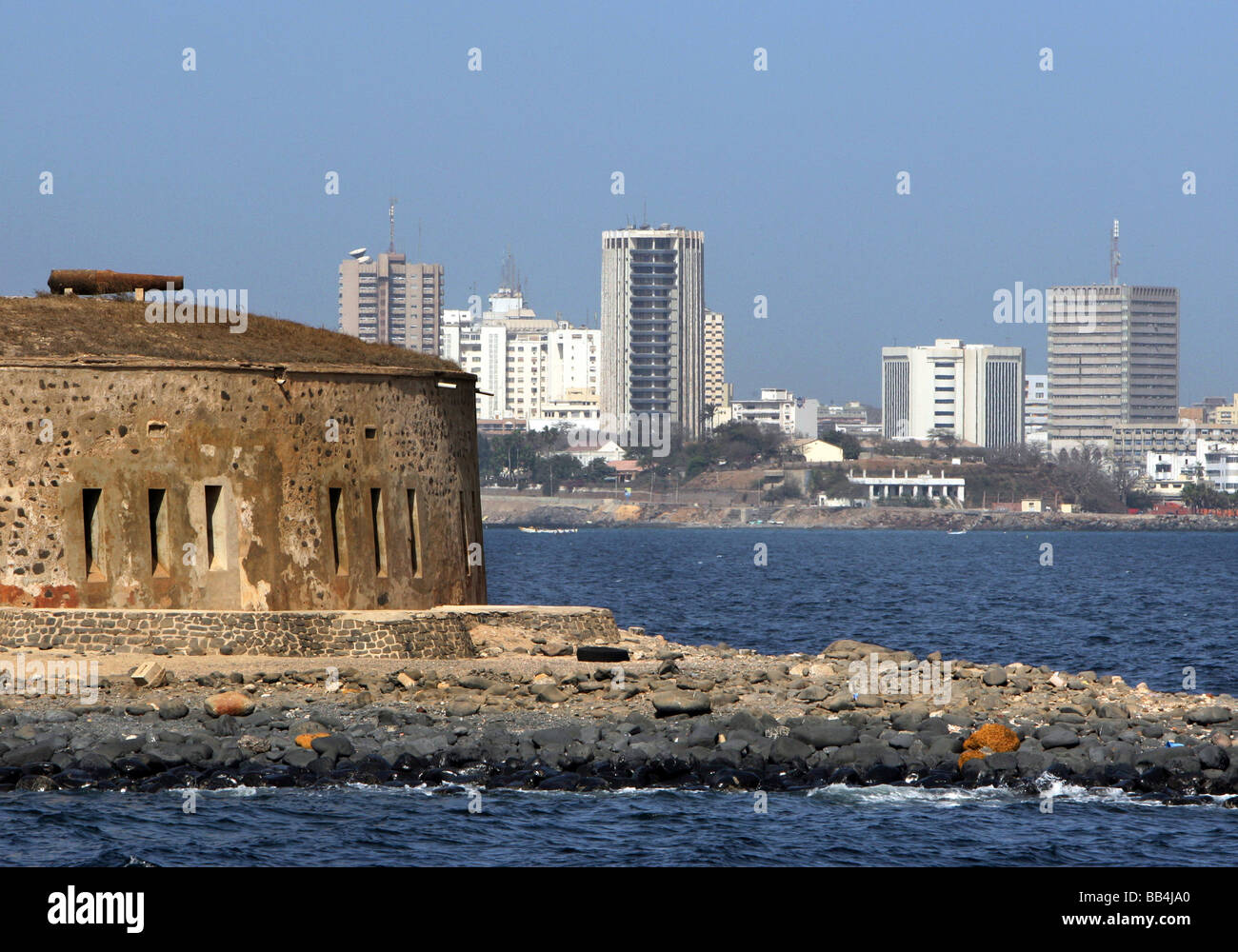 Senegal, Dakar: french colonial garrison on Goree Island (front) and ...
