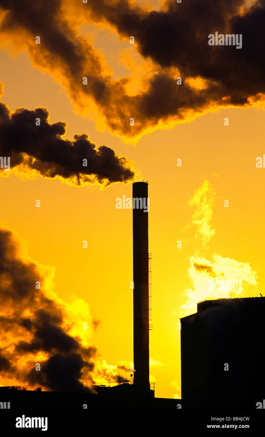 Factory silhouette pollution smokestacks hi-res stock photography and ...