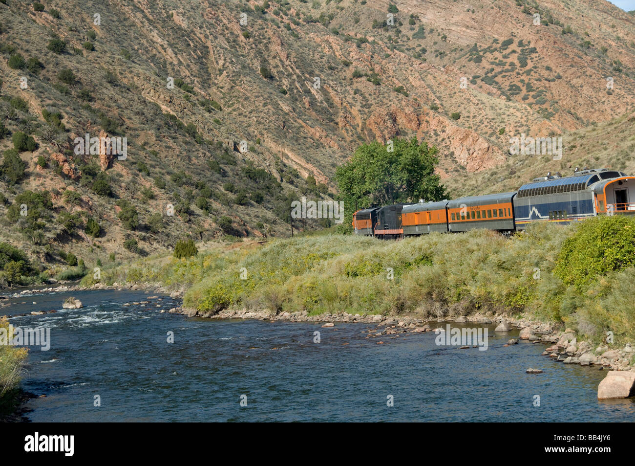 Colorado, Canon City, Royal Gorge Railroad. Views from the train along ...