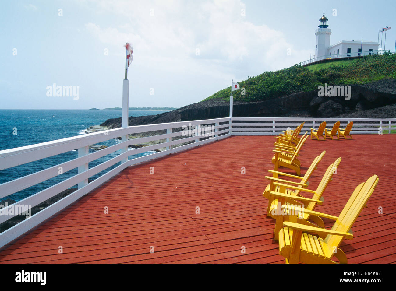 Adirondack Chairs on a Red Deck Arecibo Lighthouse Arecibo Puerto Rico ...