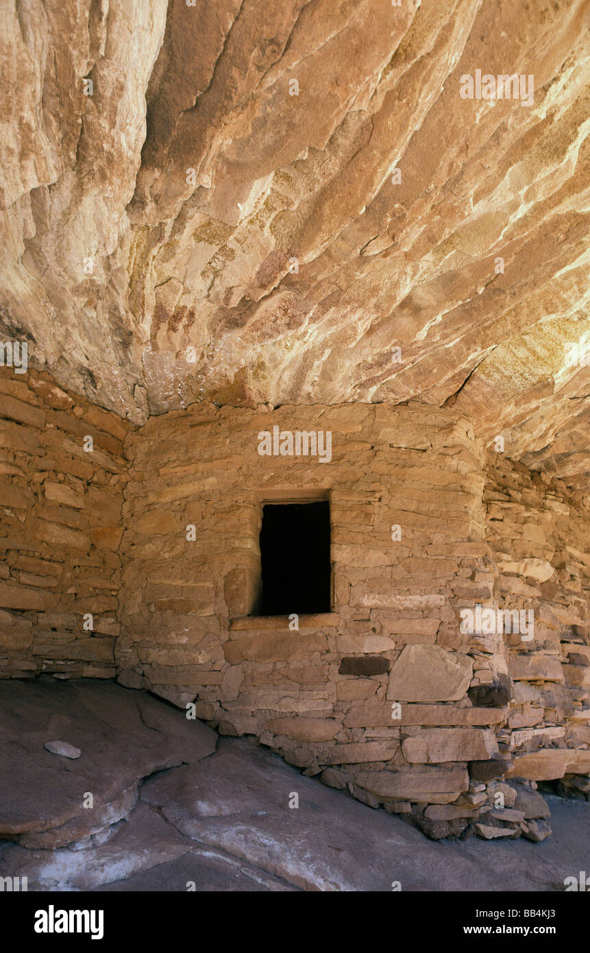 Prehistoric cliff dwelling built by the Anasazi in a backcountry canyon ...