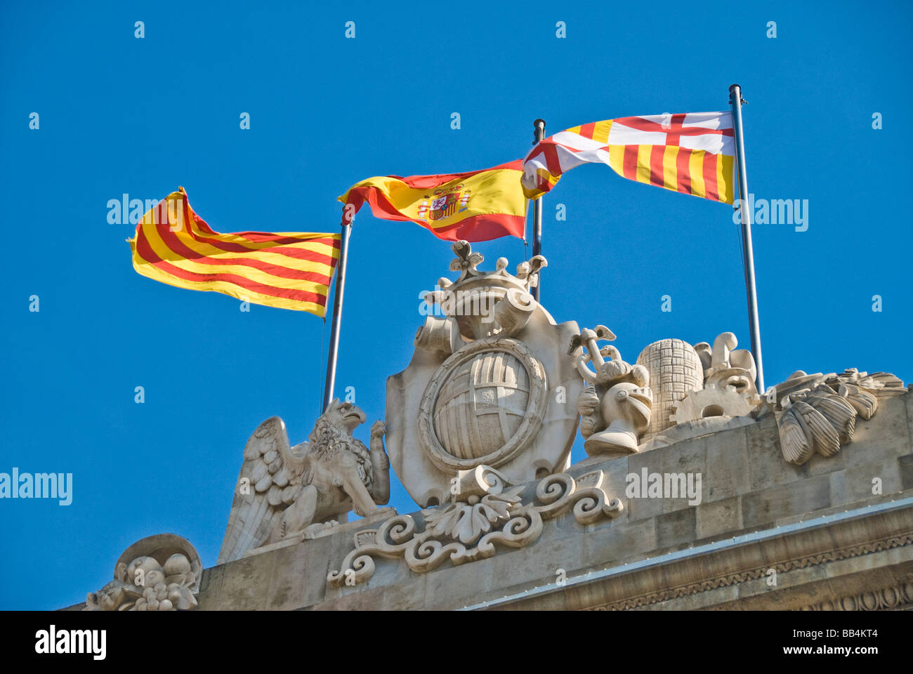 catalonian and spanish flags Stock Photo - Alamy