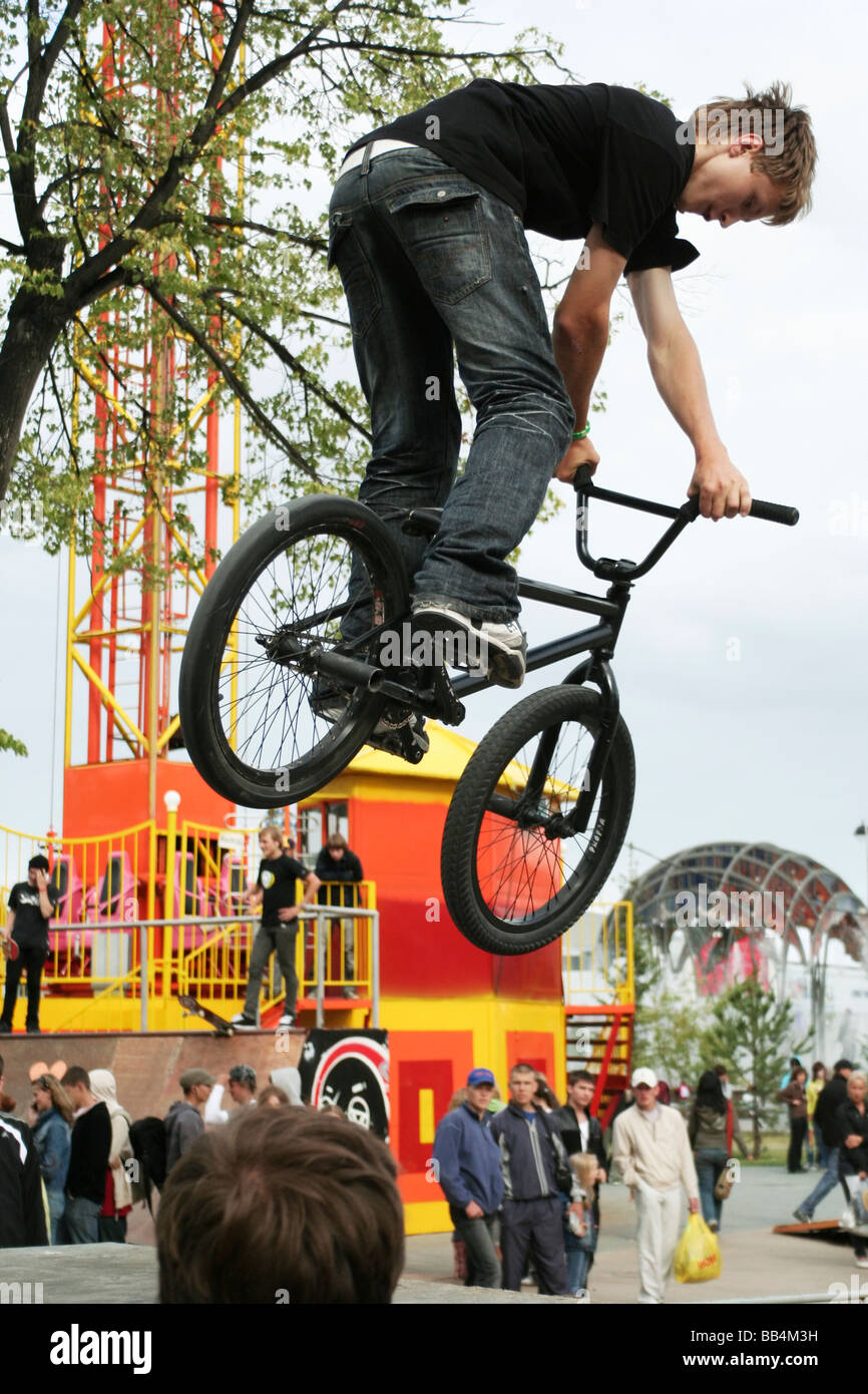 BMX biker jump Stock Photo - Alamy