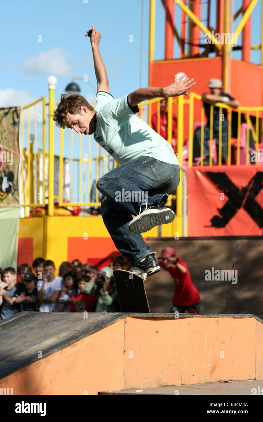 Skateboarder on a jump Stock Photo - Alamy