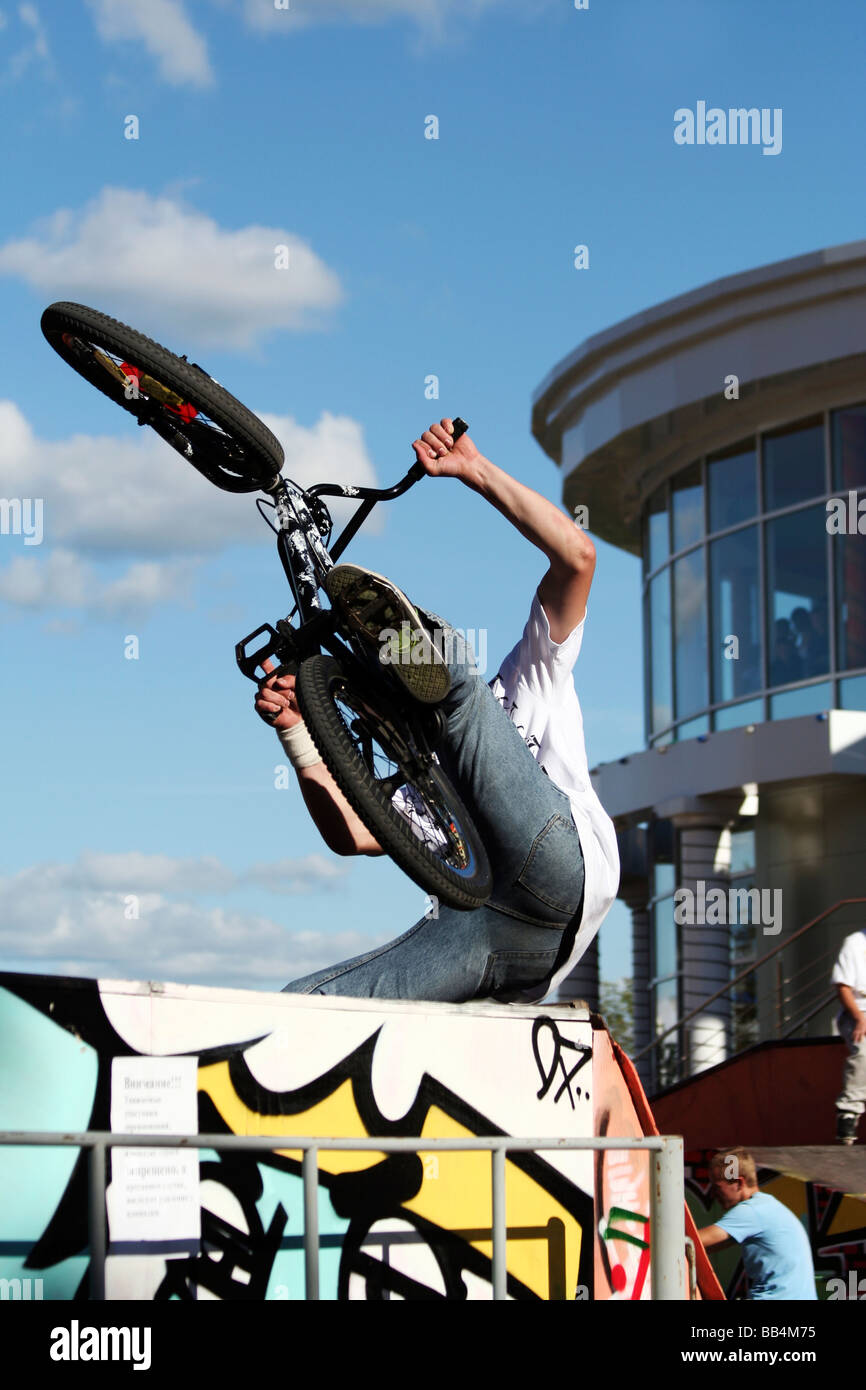 BMX biker jump Stock Photo - Alamy
