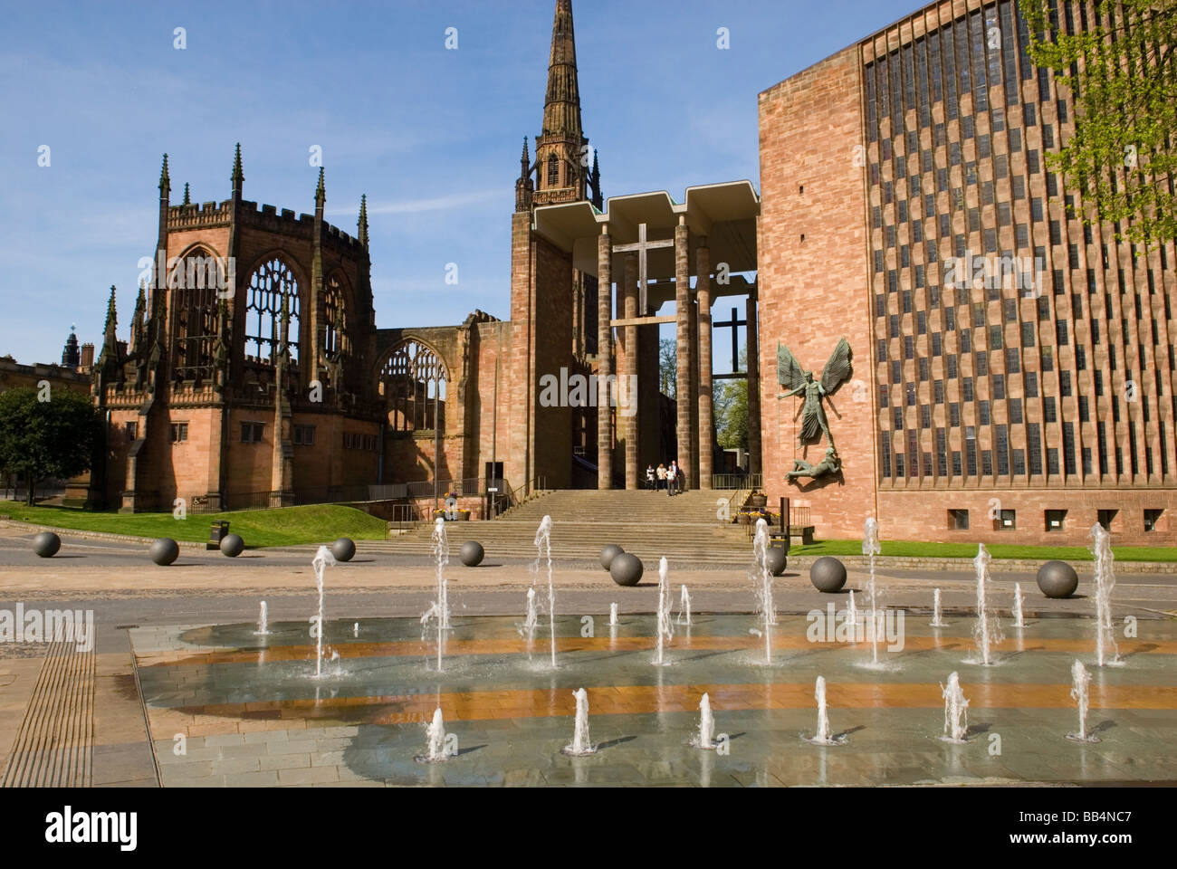 View of the New and Old Coventry Cathedrals Stock Photo - Alamy