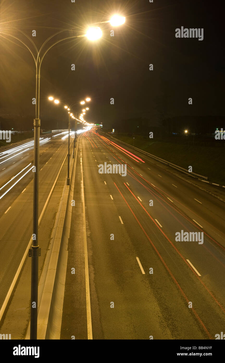 Moscow highway in the night traffic light Stock Photo - Alamy