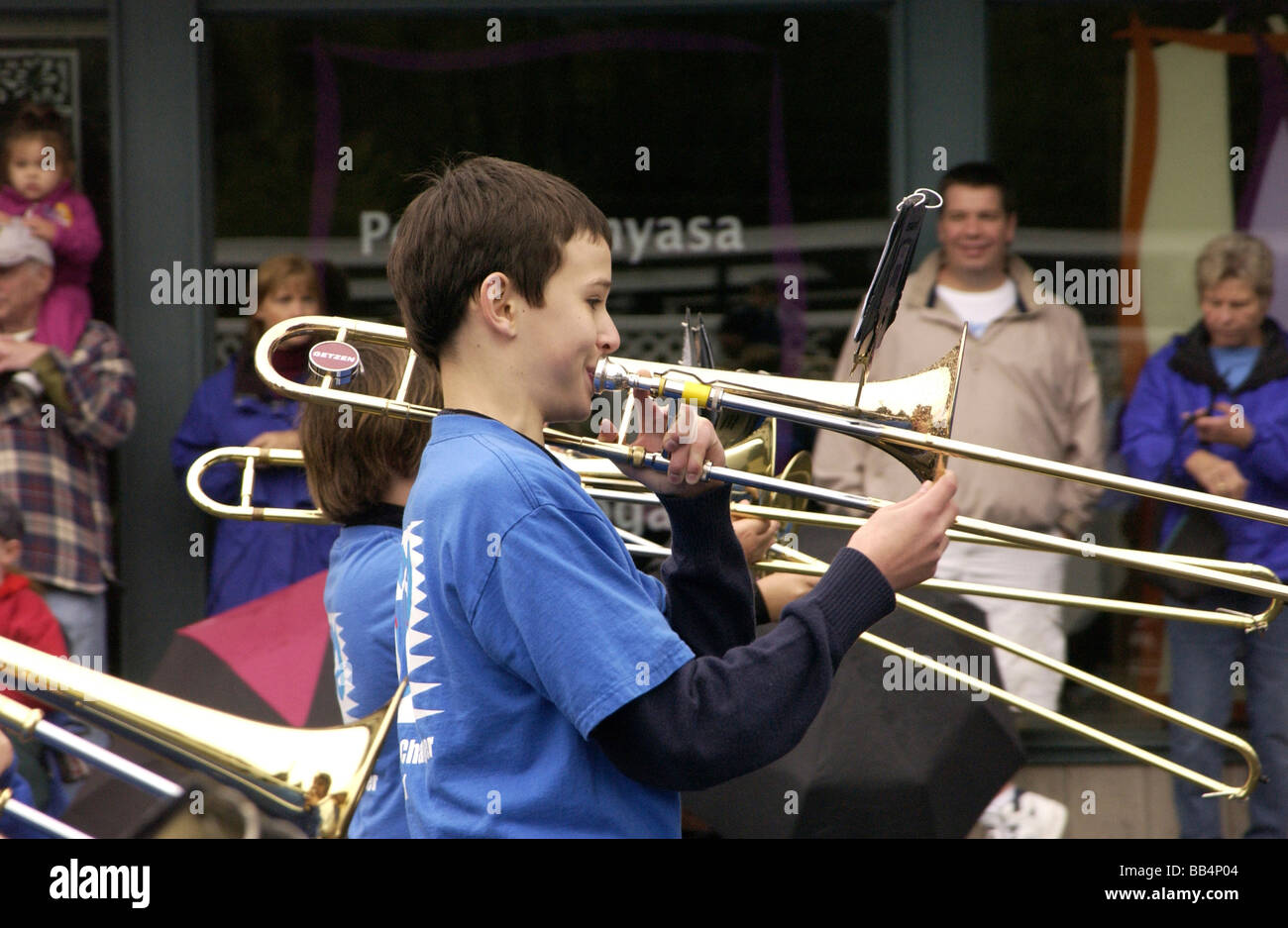 USA, Washington State, Issaquah, Salmon Days Festival Parade, marching ...