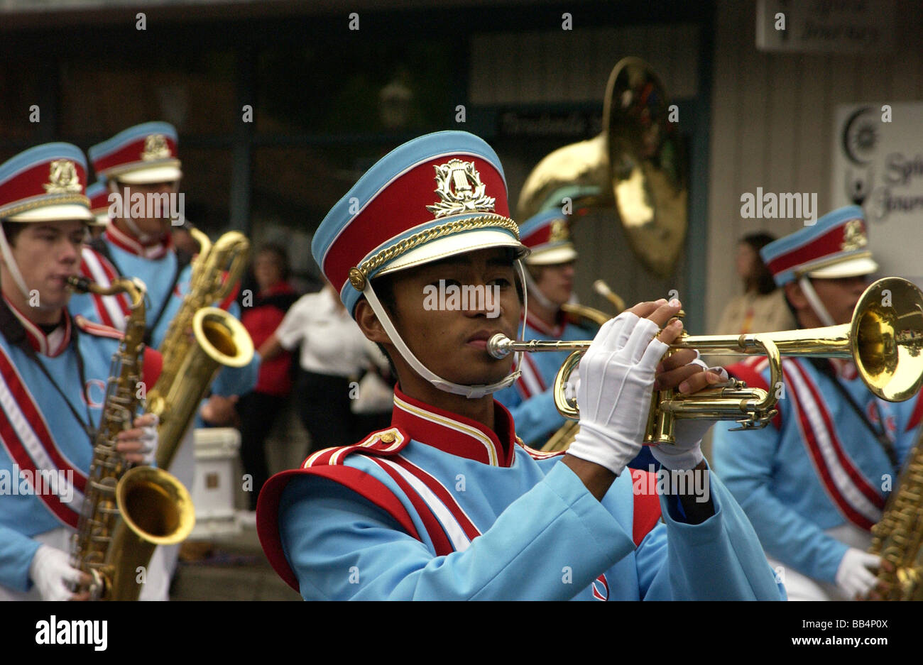 USA, Washington State, Issaquah, Salmon Days Festival Parade, marching ...