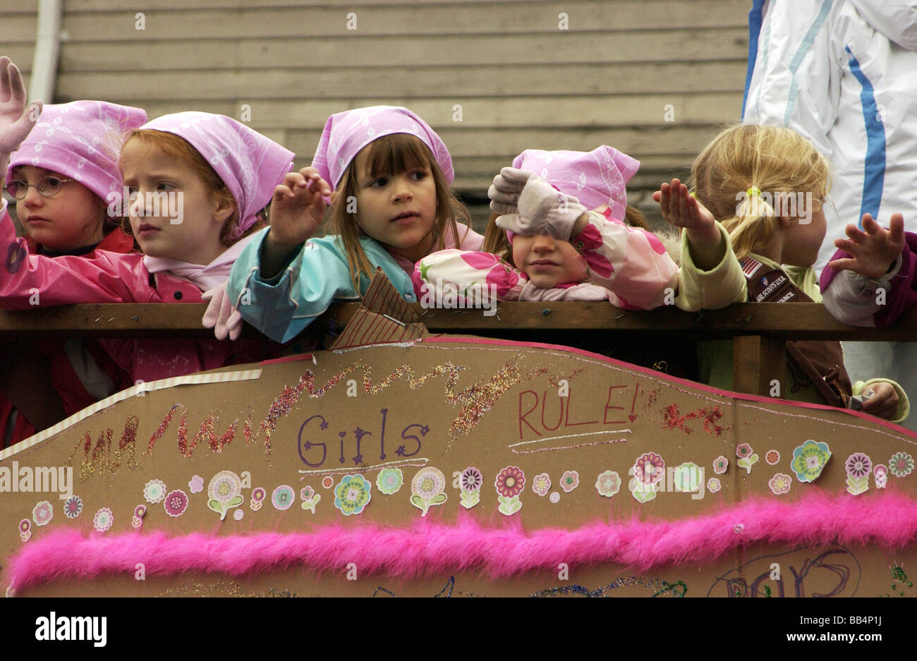 USA, Washington State, Issaquah, Salmon Days Festival Parade, Girl ...