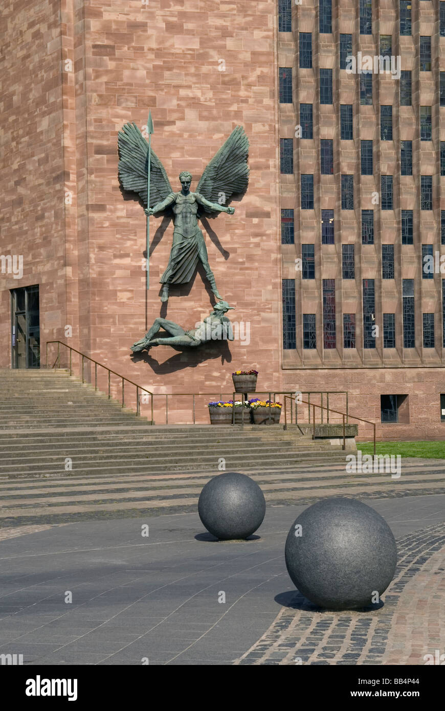 St Michael and the Devil sculpture New Coventry Cathedral Stock Photo ...