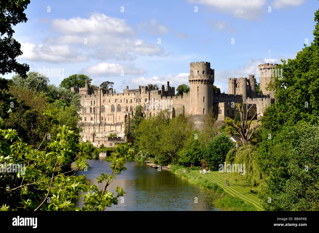 Warwick Castle and River Avon, Warwickshire, England, UK Stock Photo ...