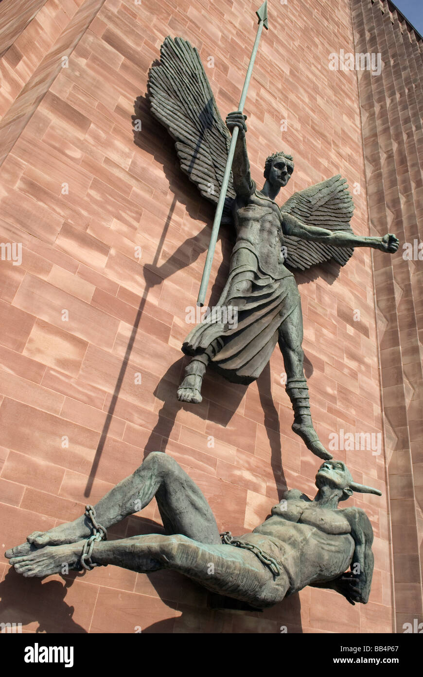 St Michael and the Devil sculpture New Coventry Cathedral Stock Photo ...