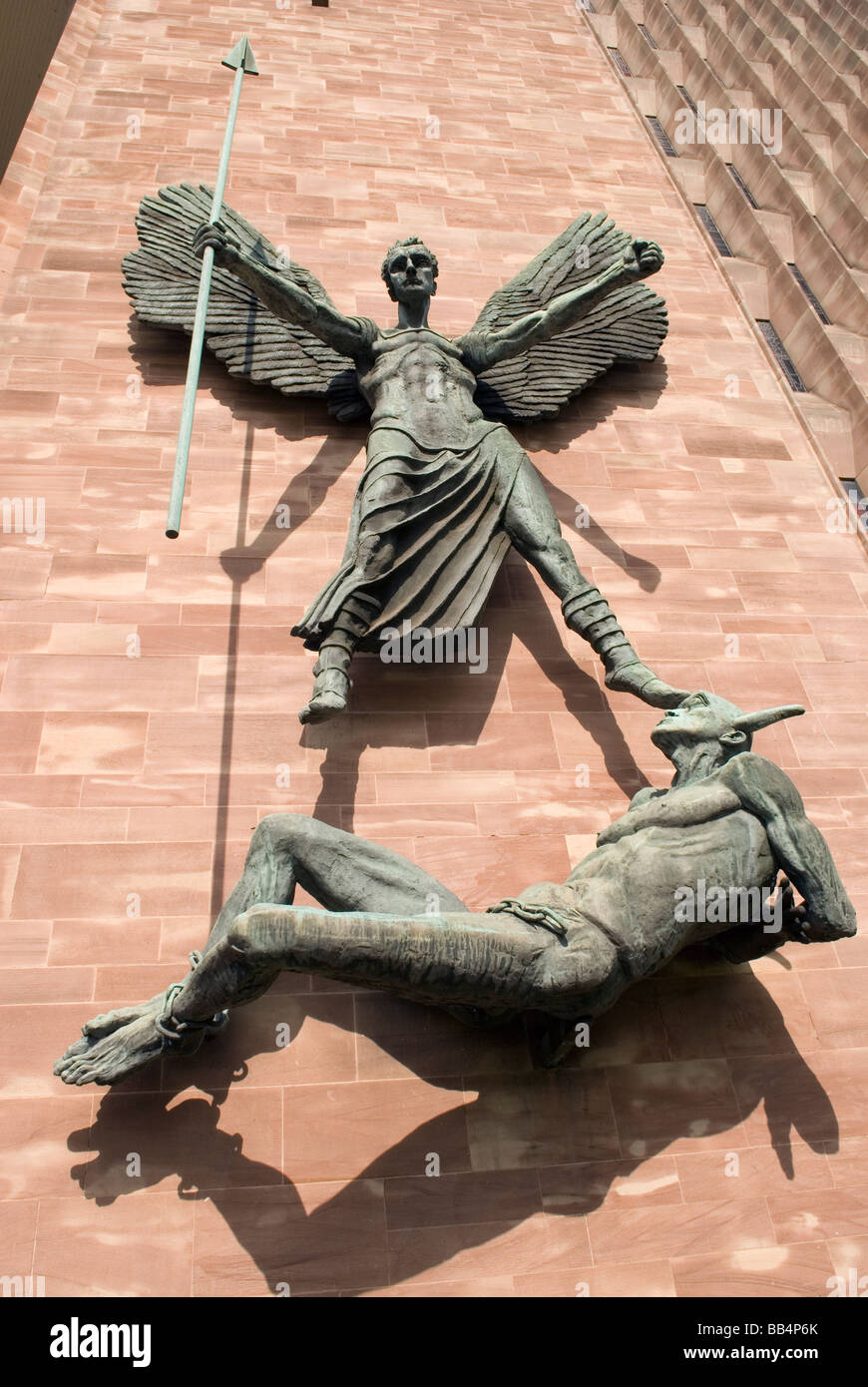 St Michael and the Devil sculpture New Coventry Cathedral Stock Photo ...