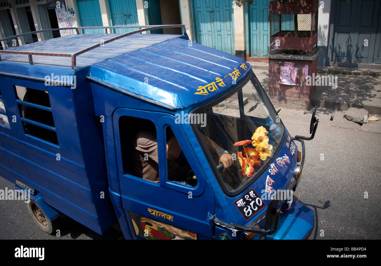 Man in blue trike van Kathmandu Nepal Asia. Horizontal 93142 Nepal ...