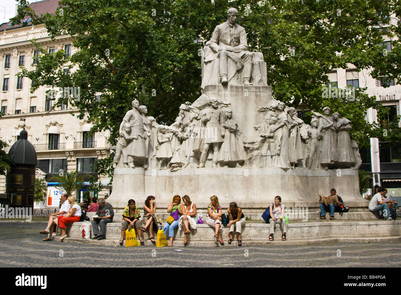 Statue in the Vaci Utca area, Pest side of Central Budapest, Capital of ...