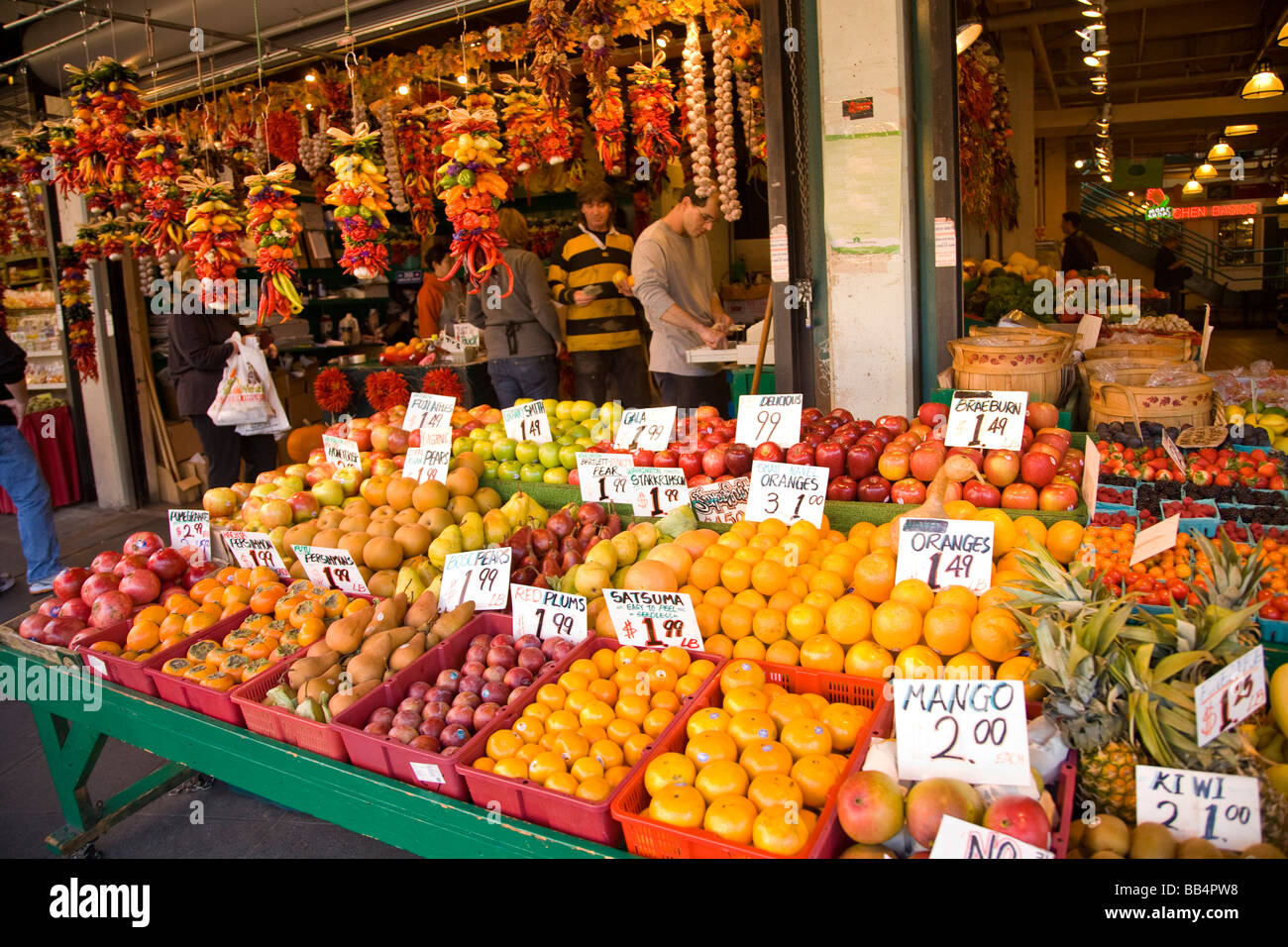 USA, Washington State, Seattle. Pike Place Farmers Market Stock Photo ...