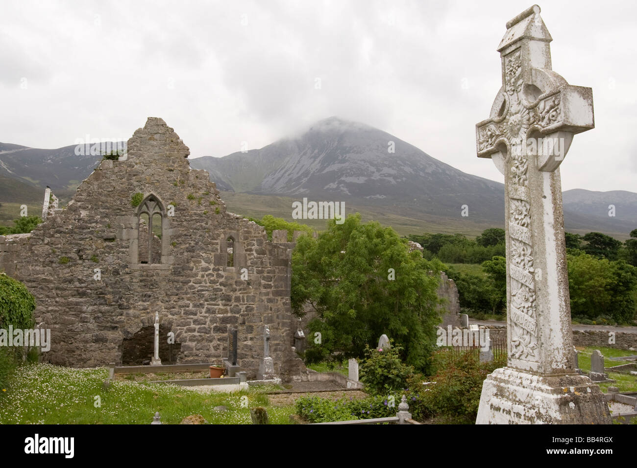 Europe, Ireland, County Mayo, Murrisk. Ruins & cemetery of Murrisk ...
