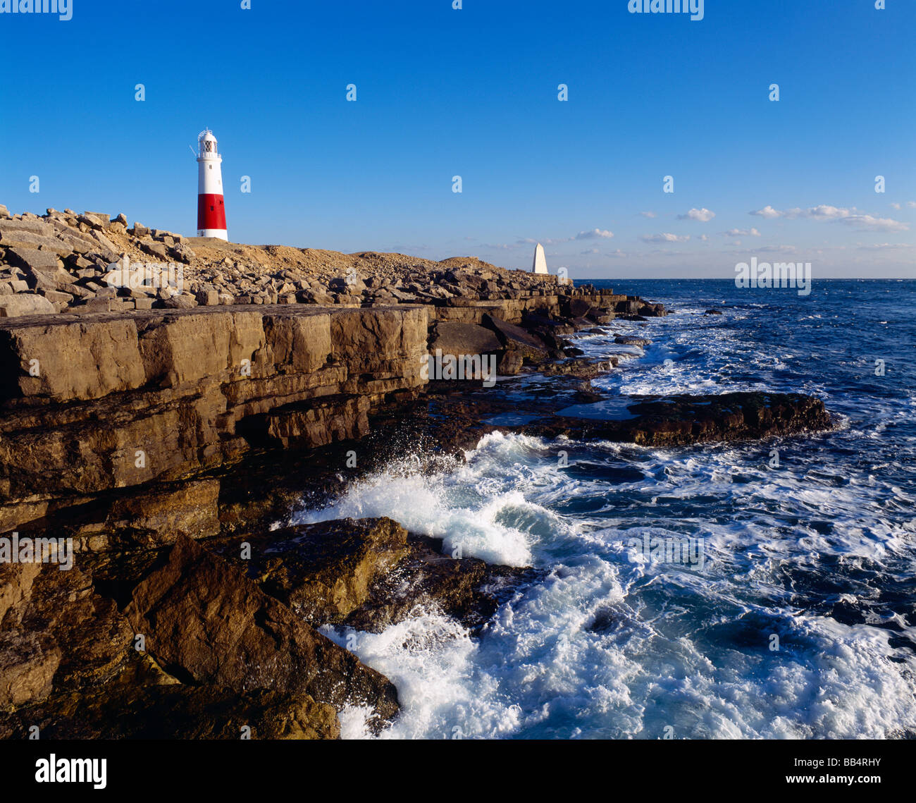 The lighthouse at Portland Bill on the Dorset Jurassic Coast, England ...