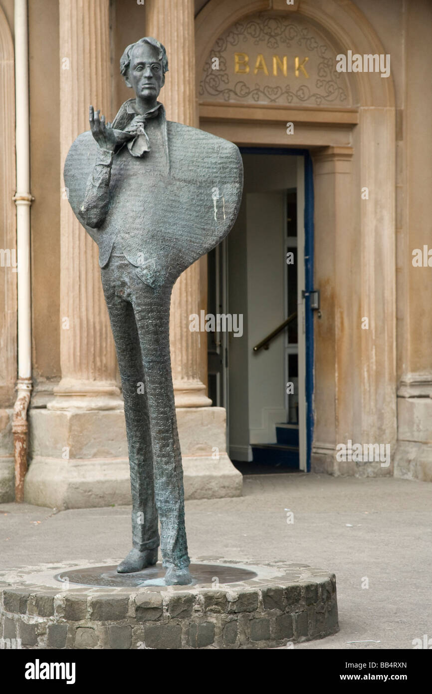 Europe, Ireland, Sligo. A bronze statue of W.B. Yeats features lines ...